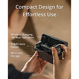 DJI Mic 2 (2 TX + 1 RX + Charging Case), Wireless Lavalier Microphone, Intelligent Noise Cancelling, 32-bit Float Internal Recording, 820 ft.(250m) Range, Microphone for iPhone, Android, Camera