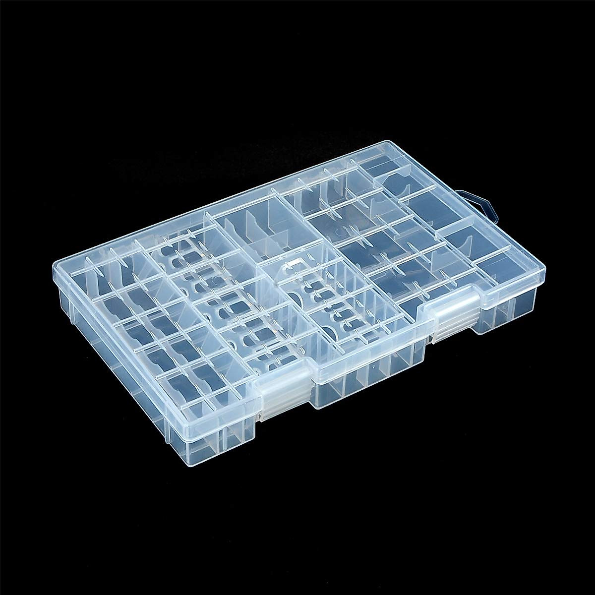 YXQ 47 Batteries Organizer Storage Case Box Holder Clear Plastic Container Portable- Holds 16 AAA+20 AA+ 2 9V+5 C+4 D Various Sizes and Tester
