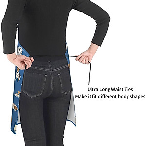 Cute Dog Grooming Apron with 2 Pockets Waterproof Dog Apron Chef Aprons Bibs for Women Men Adjustable Neck Stain Resistant