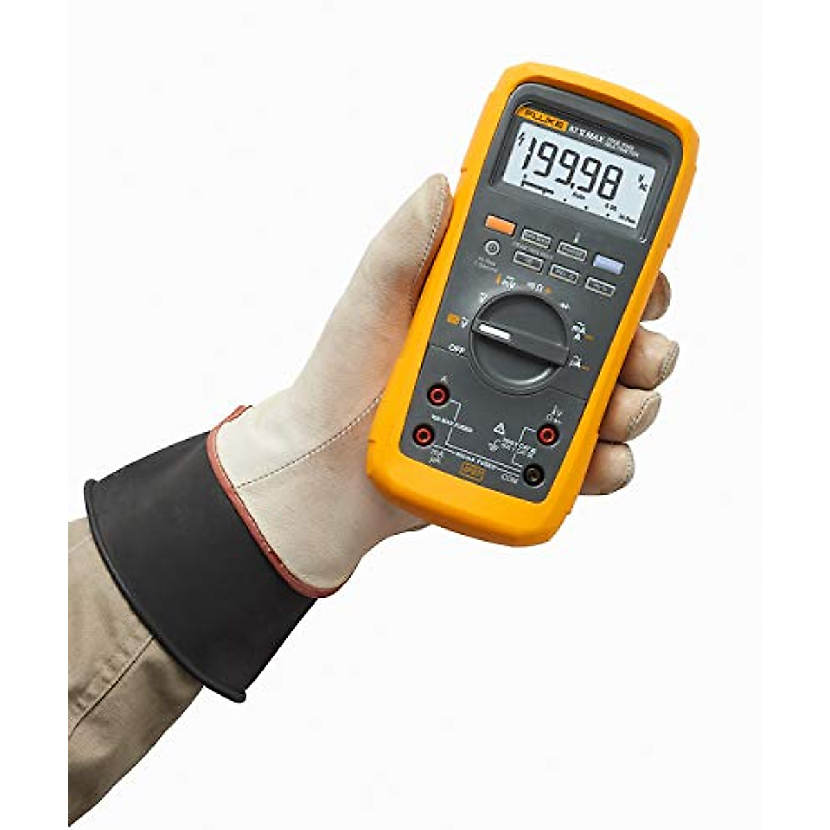 Fluke 87V MAX True-RMS Digital Multimeter, Rugged, Waterproof and Dustproof IP67 Rated, Up to 800 Hour Battery Capacity, Built-In Thermometer, Withstands Drops Up To 13 Feet, Includes TL175 Test Leads