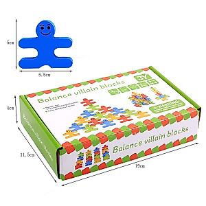 umbresen Wood Balance Building Blocks Stacking Games Toys for Kids Children Toddlers Preschool Boys and Girls Learning Educational Fine Motor Skill Toy 3D Wooden Assembled 4 Color,16 Pieces