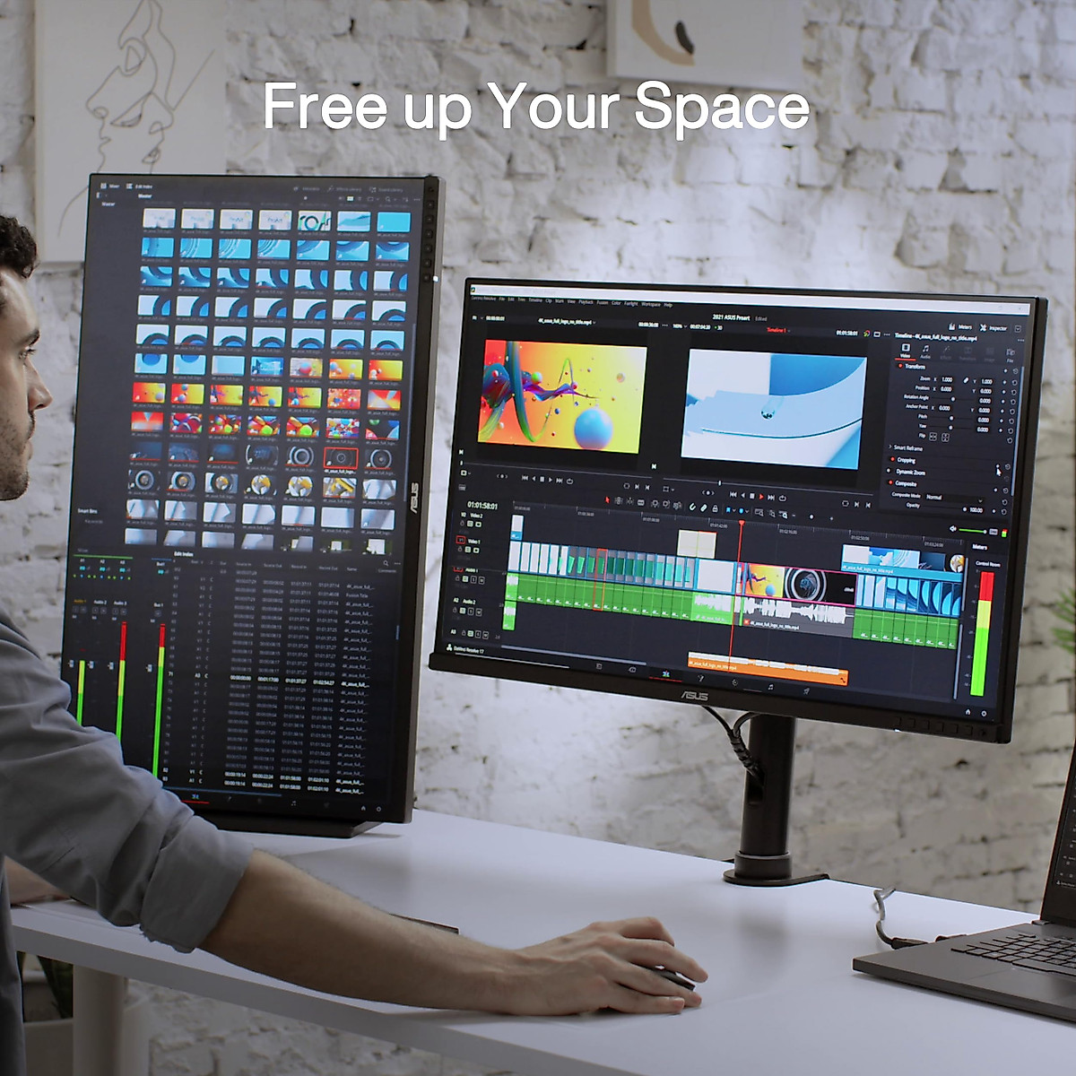 ASUS ProArt Desk Mount Kit (ACL02) – Supports Most 24” to 34” Proart Displays, C-Clamp, Mounting Base, Ergonomic Adjustments, Clean Desk Setup, Free Up Desk Space, Quick and Easy Set-up, Minimal