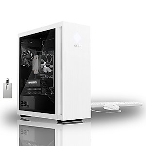 HP OMEN 25L Gaming Desktop, AMD Ryzen 5 5600G, 16GB DDR4 RAM, 512GB PCIe SSD + 1TB HDD, NVIDIA GeForce GTX 1660 Super 6G GDDR6, Win 11 Pro, White, 32GB Hotface USB Card