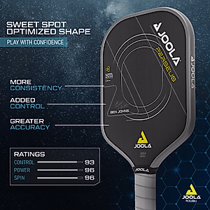 JOOLA Ben Johns Perseus Pickleball Paddle with Charged Surface Technology for Increased Power & Feel - Fully Encased Carbon Fiber Pickleball Paddle w/Larger Sweet Spot - USAPA Approved. 14mm Core