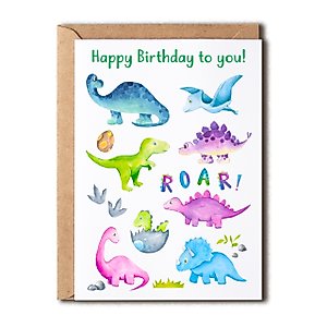 EruditeGifts Happy Birthday To You Card - Dinosaurs Birthday Card - Kids Birthday Card - Dinosaur Birthday Card For Kids - T-Rex Card