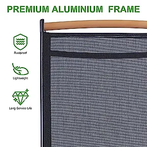 Haquatisol Patio Dining Chairs Set of 2, Outdoor Folding Sling Chair with 8 Level Adjustable Backrest, Aluminum Chairs for Porch Camping Pool Beach Deck Lawn Garden