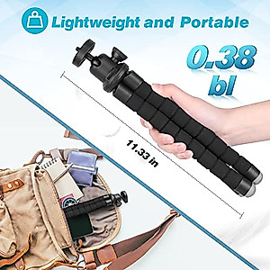 Aureday Cell Phone Tripod Stand, Flexible Travel Tripod with Remote and Mount,Small Cellphone Tripod for iPhone＆Android Phones,Cameras,Gopro,Webcam(Sponge)