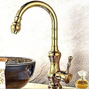 Kitchen & Bath Fixtures Taps Faucet,Antique Copper Faucet Basin Mixer Faucet EuropUPC Kitchen Sink Carved Faucet