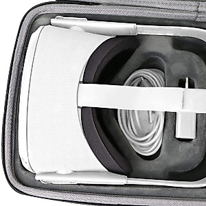 co2CREA Hard Travel Case Replacement for Oculus Meta Quest 2 Advanced All-in-one Virtual Reality Headset for Quest 2 Elite Strap (Black Case + Inside Blue)