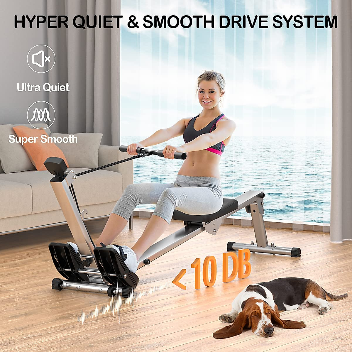 Rowing Machine for Home Use, Row Machine Rower with Adjustable Resistance, Hyper-Quiet Rower Machine Supports 300LBS, 2024 Upgraded Version