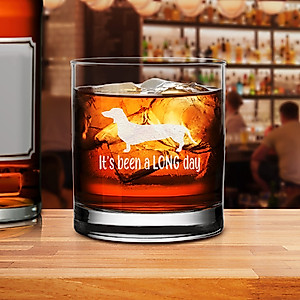 NeeNoNex It's Been a Long Day Funny Dachshund Whiskey Glass - Sarcastic Dog Lover