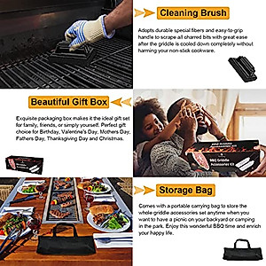 Griddle Accessories Kit, AMISLEY Upgrade 22pcs Flat Top Grill Accessories, Blackstone Grill Accessories with Spatula, Scraper, Cleaning Brush, Carrying Bag, Great Gift for Christmas & Backyard BBQ