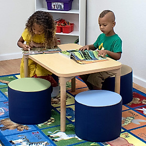 Factory Direct Partners 12763-NV SoftScape 15" Round Two-Tone Accent Ottoman for Ages 4-7 (4-Piece) - Navy