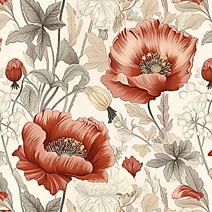 Jeweluck Floral Peel and Stick Wallpaper Boho Floral Contact Paper 15.7inch x 118.1inch Vintage Floral Wallpaper Peel and Stick Wallpaper Botanical Self Adhesive Removable Wallpaper for Bathroom