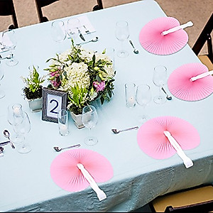Pangda 24 Pieces Round Folding Handheld Paper Fans Assortment for Party Wedding Favor Birthday Supplies (Pink)