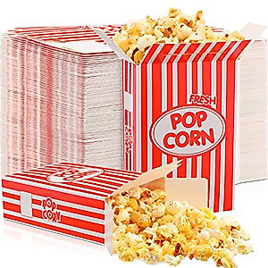 200 Pcs Paper Popcorn Boxes 1 oz Close Top Oil Proof Disposable Popcorn Container 6 x 4 x 2 Inch Red and White Stripes Leak Proof Popcorn Boxes for Party Movie Party Theater Night Carnival Birthday