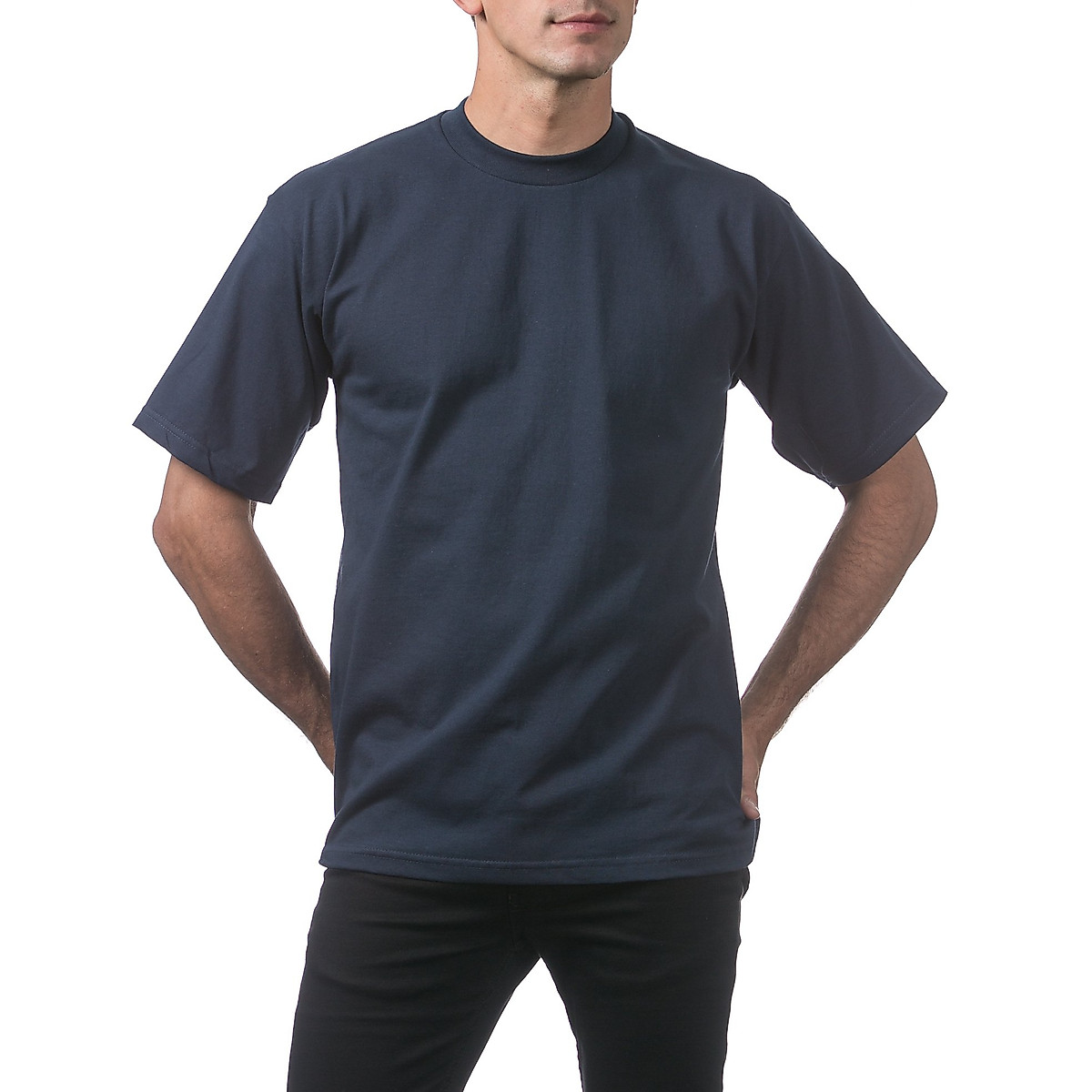 Pro Club Men's Heavyweight Cotton Short Sleeve Crew Neck T-Shirt, Navy, X-Large