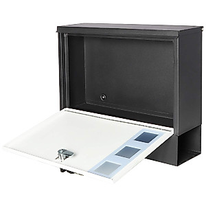 Locking Mailbox Wall Mounted Vertical– Jssmst mailboxes with Key Lock and Newspaper Compartment, Key Lock Drop Box Large Capacity, 14.3 x 3.8 x 11.8 Inch, White，SM-HPB911WN