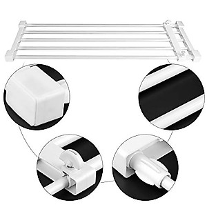 Estink Closet Tension Shelf, Adjustable Telescopic Storage Rack Cupboard Wardrobe Closet Divider Partition Shelf DIY Divider Separator for Kitchen Cupboard Bedroom Bathroom Cabinet Wardrobe, White