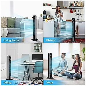 Aigostar Smart Tower Fan Oscillating Cooling Fan with Remote, Quiet Bladeless Standing Fans for Home Bedroom, 24H Timer 3 Speeds 3 Modes LED Display WiFi Voice Smart Control, Works with Alexa/Google