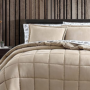 Eddie Bauer - King Comforter Set, Reversible Sherpa Bedding with Matching Shams, Cozy & Warm Home Decor (Sherwood Brown, King)