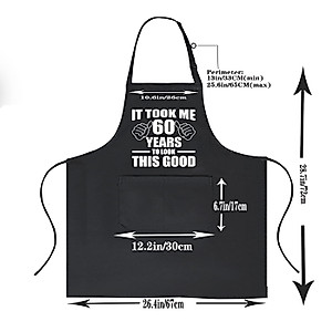 POTALKFREE 60th Birthday Gifts for Women Men, Funny Chef Aprons with Pockets, 60 Years Old Kitchen Cooking Grilling Apron for Grandma Grandpa Dad Mom