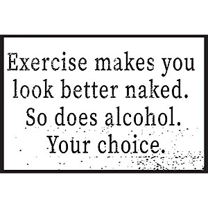 Toothsome Studios Exercise Makes You Look Better Naked So Does Alcohol 12" x 8" Funny Tin Sign Bar Pub Garage Man Cave Home Decor