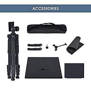 Klvied Universal Projector Tripod Stand - Laptop Tripod Stand with Removable Mouse Tray and Gooseneck Phone Holder, Laptop Floor Stand Adjustable 17.6 to 51.4 Inch, Projector Stand for Stage, Studio