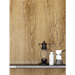 FunStick Brown Natural Wood Contact Paper Peel and Stick Wood Grain Contact Paper Self Adhesive Faux Wood Wallpaper Removable Wood Wall Paper for Countertops Cabinets Desk Shelves Thick 15.8"x78.8"