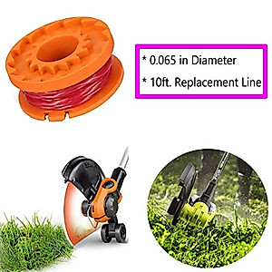 TOPEMAI WA0010 Replacement Trimmer Spool Line 0.065” for Worx WG154 WG163 WG160 WG180 WG175 WG155 WG151 String Trimmer (12 Spools + 3 Caps)