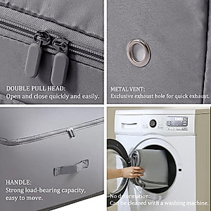 MINGRI Ultra Space Saving Self Compression Organizer,X-Larger Under Bed Quilt Storage Bags Compressible for Comforter,Blanket,Bedding,Clothes,Travel,Stackable Heavy Duty Moving Bags(Gray, X-Large)