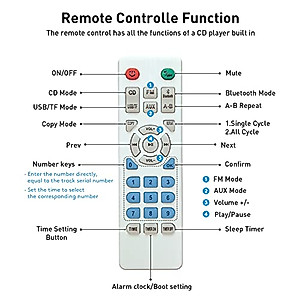 Desktop Vertical CD Player & Wall CD Player for Home with IR Remote Control,Bluetooth Speakers,Wall Mounted CD Music Playe Supports U Disk/SD Card/AUX/FM Radio-Pink