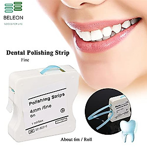 BELEON Dental Polishing Strips - Tooth Polisher Dental File for Teeth Sanding Grinding Deep Teeth Cleaning Tool Tooth Polish Abrasive Strip Oral Care Cleaning Tool - Fine 1 Roll 4mm x 6M