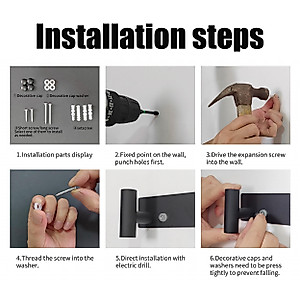 PMMASTO Coat Rack Wall Mounted, 5 "T Shaped Wall Hooks for Hanging, Heavy Duty Stainless Steel Coat Hook Rail for Hat Towel Robes in Bathroom Kitchen Mudroom Entryway (Black, 1 Pack)