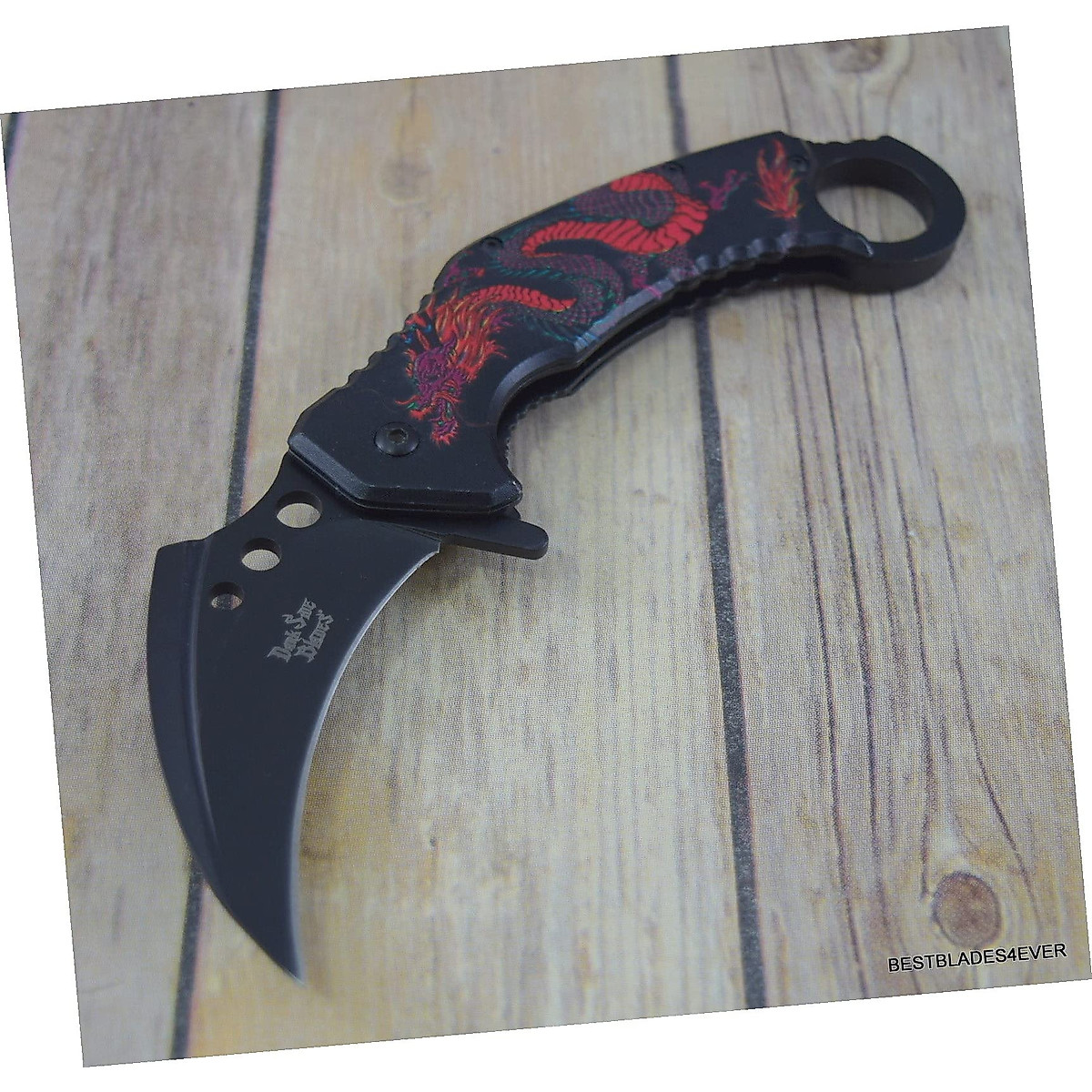 8.25 Inch Dark Side Karambit Open Folding Pocket Knife With Clip Outdoor Survival Hunting Knife by Survival Steel