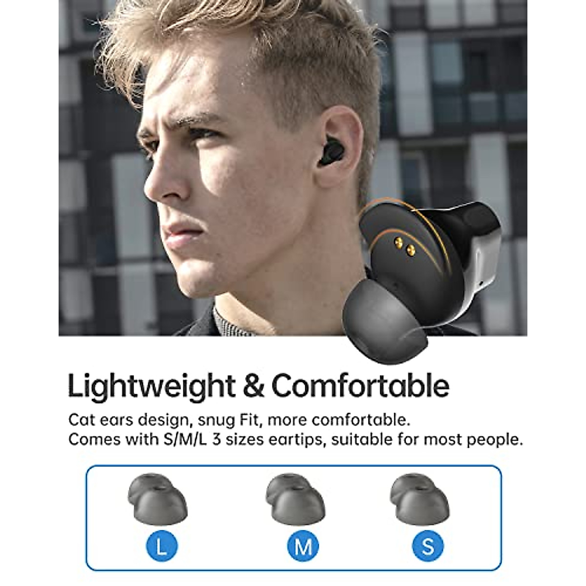 GIEC New Ture Wireless Earbuds Noise Cancelling Headphones Bluetooth 5.3 Light Small Earbud IPX5 Waterproof 48Hrs Playtime Big Bass Bluetooth Ear Buds with Mic and Charging Case for iPhone/Android