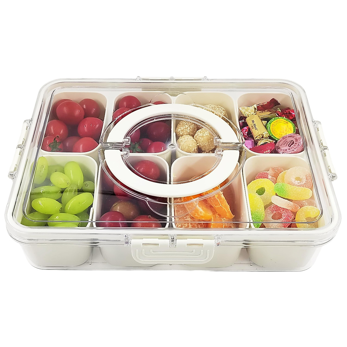 KocelFir Snack Box Container, Divided Serving Tray with Lid and Handle Snackle Box Container, Snack Organizer for Adults Fruit Tray, Veggie Tray, Perfect for Party, Entertaining