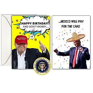 GIFTING GIGGLES Funny Donald Trump Birthday Card | Political Birthday Cards | Great President Gag Gift for 30th 40th 50th 60th 70th 80th 90th | Comes with Presidential Seal - MADE IN USA