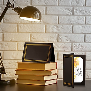 Fainne 100 Pcs Photo Folders for 4x6 or 5x7 Pictures Photo Frame Note Cards Paper Greetings Cardboard Picture Frame Photo Inserts Cards Picture Insert Notecard for Portraits Graduation Wedding (Black)