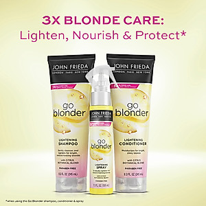John Frieda Go Blonder Lightening Shampoo for Blonde Color-Treated Hair, free of Paraben, Phthalate, Silicone, Ammonia, Cruelty 8.3 oz Bottle Vegan (Pack of 2)