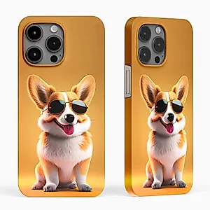 Vayuixue Cute Corgi Puppy Wearing Sunglasses Yellow Phone Case for iPhone 14 Pro Max Phone Case Description，Full Package Spray Paint, Glossy Material