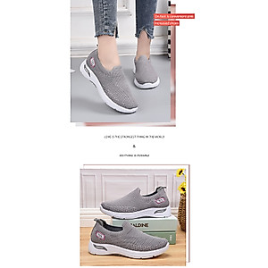 Fenlogft Women's Lightweight Slip-On Walking Shoes - Breathable Athletic Tennis Sneakers with Soft Knitted Fabric for Casual Gym Running Activities of All Ages (S-1 Grey, Numeric_8)