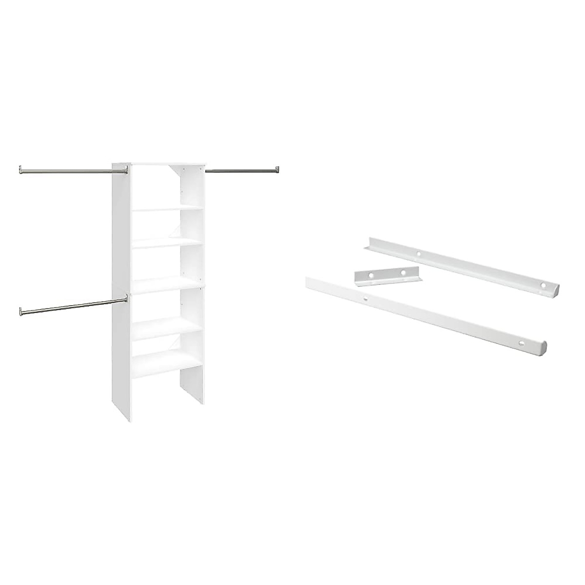 ClosetMaid SuiteSymphony Wood Closet Organizer with Expandable Rods and Shelves + Top Shelf Support Kit - Fits Closets 5-10 ft Wide