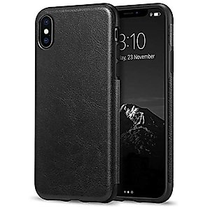 TENDLIN Compatible with iPhone Xs Max Case Premium Leather Outside and Flexible TPU Silicone Hybrid Slim Case Compatible with iPhone Xs Max - 2018 (Black)