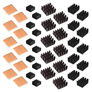 Easycargo 40pcs Raspberry Pi 4 Heatsink Kit Aluminum + Copper + 3M 8810 Thermal Conductive Adhesive Tape for Cooling Cooler Raspberry Pi 4B, Raspberry Pi 3 B+