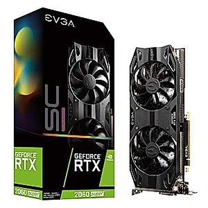 EVGA 08G-P4-3067-KR GeForce RTX 2060 Super SC Ultra Gaming, 8GB GDDR6, Dual HDB Fans, Metal Backplate
