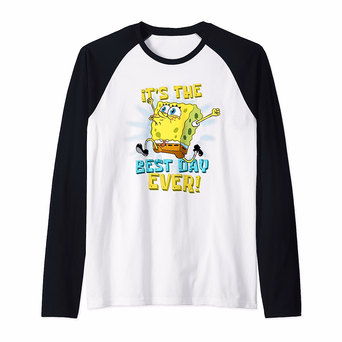 Mademark x SpongeBob SquarePants - Spongebob It's The Best Day Ever! Birthday Kids Spongebob Raglan Baseball Tee