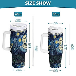 RPLIFE Starry Night Style Coffee Tumbler, Stainless Steel Coffee Tumbler, Insulated Tumblers with Handles, Tumblers for Women