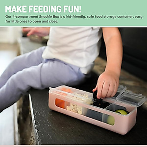 melii Snackle Box – 4 Separate Compartments with Lids, Divided Snack Container, Food Storage for Kids and Adults, Arts & Crafts, Beads, BPA-Free, Pink