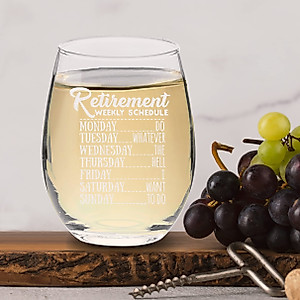 Veracco Retirement Weekly Schedule Do Whatever the Hell I Want to Do Stemless Wine Glass Funny Birthday Gift For Someone Who Loves Drinking Bachelor Party Favors (Clear, Glass)